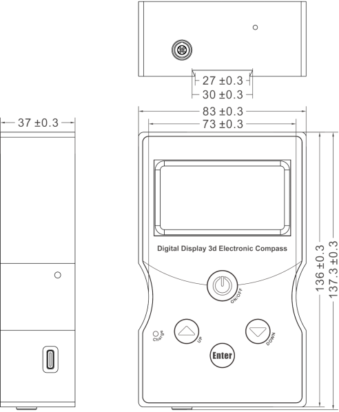 SDC620B Inclinometer dimensions