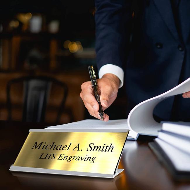 L Shape Tabletop Name Plate Holder