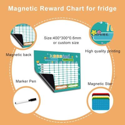 Cina Giocattoli prescolare Bambini Inglese Magnetic Reward Chart Cancellazione a secco Calendario settimanale mensile in vendita