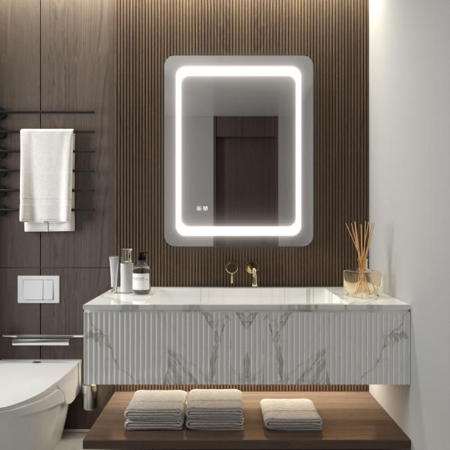 Modern LED Bathroom Wall Mirror Rectangle Anti-Fog High Definition ...