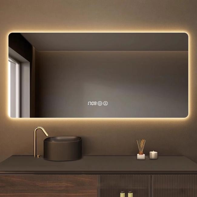 Kingstin Smart Backlit Bathroom Mirror, Anti-Fog Frameless LED Mirror ...