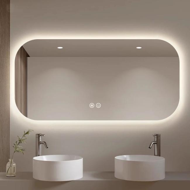 Kingstin Panoramic Frameless Smart LED Bathroom Mirror - Rounded ...