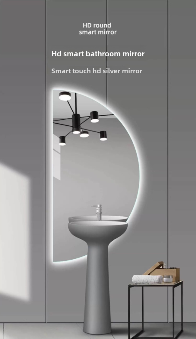 Modern Half Moon LED Light Frameless Bathroom Vanity Mirror Touch ...