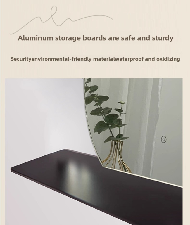 Modern Round LED Bathroom Mirror Storage Shelf Integrated Touch Switch ...