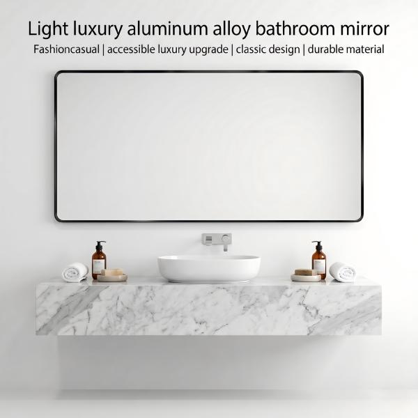 Quality Kingstin Aluminum Frame Mirror Bathroom Vanity Wall Decor, Durable Minimalist Rounded Rectangular Mirror, Factory Direct for sale