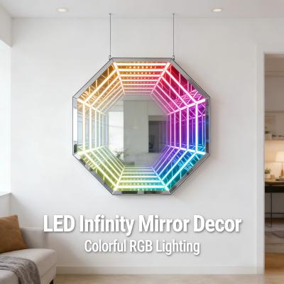 China Kingstin Octagon LED Infinity Mirror Decor RGB Color Changing Wall Art Lamp -  Bar Gaming Room Atmosphere Light for sale