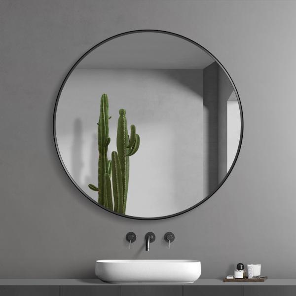 Quality Modern Style Wall-Mounted Bathroom Vanity Mirror Black Stainless Steel Frame Touch Switch IP44 Waterproof Rating for Apartment for sale