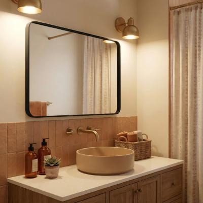 China Full Length Aluminum Framed Wall Mirror Oversized Removable Tray Horizontal Vertical Hanging Black or Glod Full Bath Mirror for sale