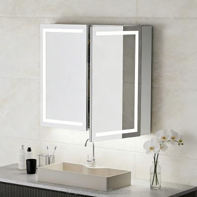 China Kingstin Modern Rectangular LED Smart Bathroom Mirror With Wall Mount Illuminated Square Mirror and Light for Hotels for sale