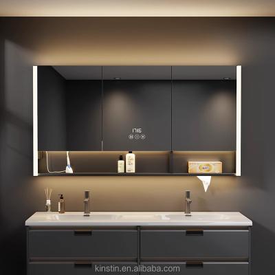 China Modern Luxury Medicine Hotel Wash Wall Bathroom Mirror Vanities Vanity and Bath Storage Cabinet Set with Elegant Mirror for sale