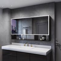 Quality Modern Luxurious Anti-Fog Aluminum LED Bathroom Vanity Mirror Cabinet Time for sale