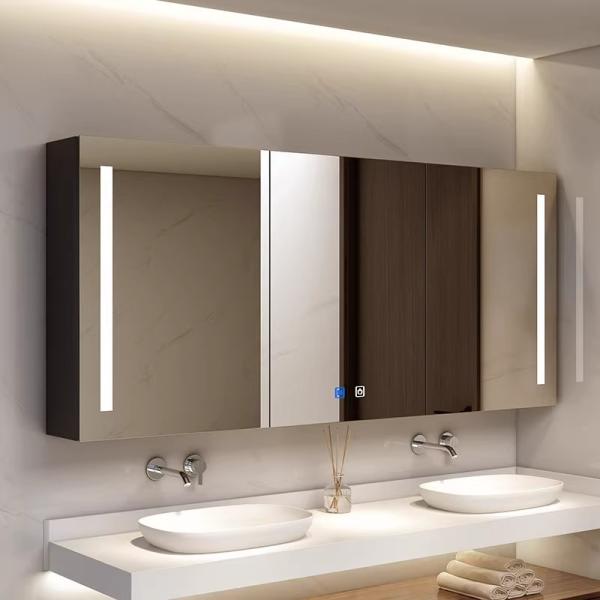 Quality Custom-Size Modern Bathroom Medicine Cabinet Smart Multi-Function Toilet Mirror Touch Sensor Switch Water Apartment Villa for sale