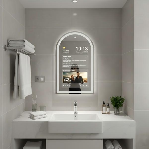 Quality Kingstin Smart Arch: AI-Integrated Frameless Smart Mirror with Interactive Display | Wall Mounted LED Mirror for sale
