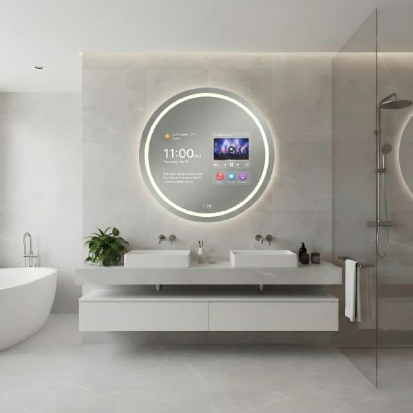 Quality Kingstin Smart Series: Frameless Round Smart Mirror with Integrated Android for sale