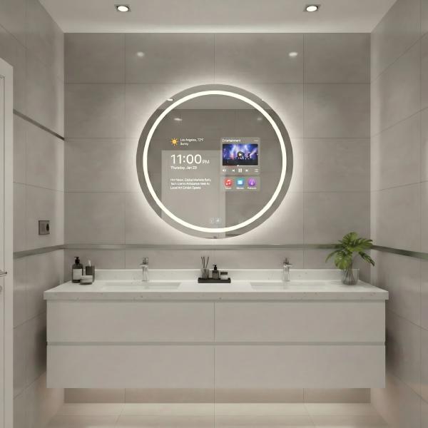 Quality Kingstin Smart Series: Frameless Round Smart Mirror with Integrated Android for sale
