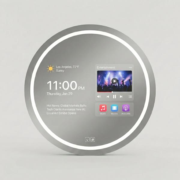 Quality Kingstin Smart Series: Frameless Round Smart Mirror with Integrated Android for sale
