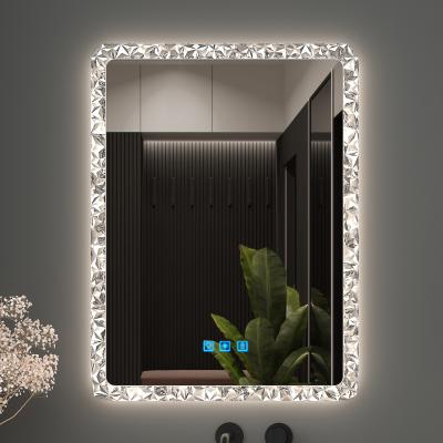 China Modern LED Bathroom Smart Mirror Marquee Lights HD Anti-Fog Rectangle IP44 Rated Multiple Lighting Modes Touch Switch Acrylic for sale