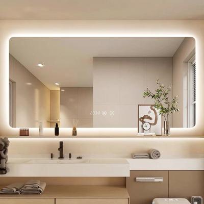 China Luxury LED Bath Mirror Touch Switch Premium Modern Rectangular Square Design for Elegant Hotels Apartments Villas Hot Selling for sale