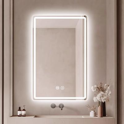 China Luxury LED Rectangular Mirror Vertical Wall Mount Design Touch Switch Hot Seller Suitable for Hotel Elegant Modern Design for sale