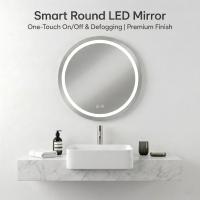 Quality Kingstin Smart Round LED Bathroom Mirror, Frameless Vanity Mirror, 3-Color Light for sale
