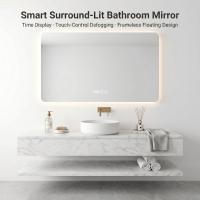 Quality Kingstin Smart Backlit Bathroom Mirror, Anti-Fog Frameless LED Mirror with Time for sale