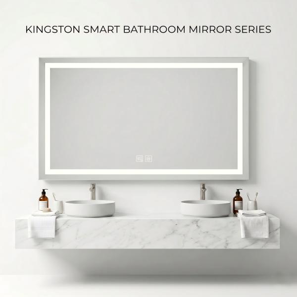 Quality Kingstin Smart LED Bathroom Mirror, Frameless Backlit Wall Mirror, Dimmable 3-Color, Anti-Fog, Motion Sensor, Custom Size for sale