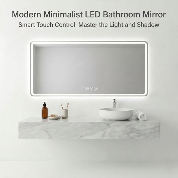 Quality Kingstin Modern Minimalist Frameless Smart LED Bathroom Mirror | Custom Bluetooth, Anti-Fog & Display for sale