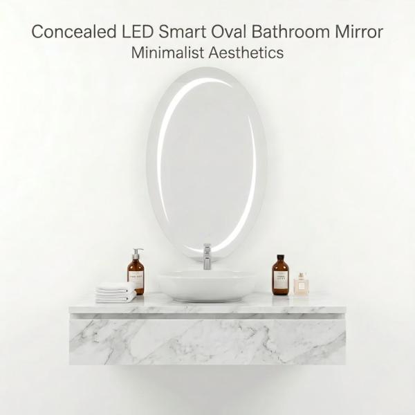 Quality Kingstin Minimalist Concealed LED Smart Oval Mirror - Custom High-End Backlit Vanity Mirror for Modern Bathrooms for sale
