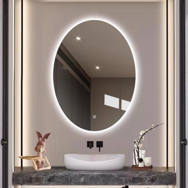 Quality Luxury Smart Bathroom Oval Vanity Mirror, with Smart LED Lights Touch Switch, Wall-Mounted Makeup Mirror for sale