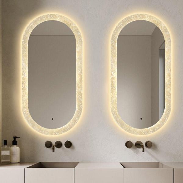 Quality Kinstin Oval-shaped LED Bathroom Mirror - Modern Smart Hotel Grade with Anti-Fog & Touch Dimming for sale