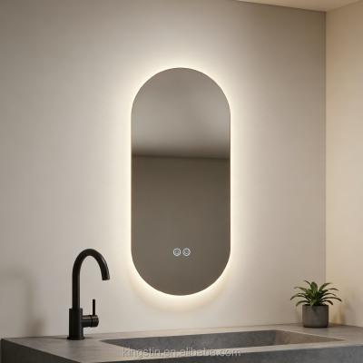 China Kingstin High Quality Big Size Led Mirror Light Oval Round Wall Bathroom Smart Mirror for sale