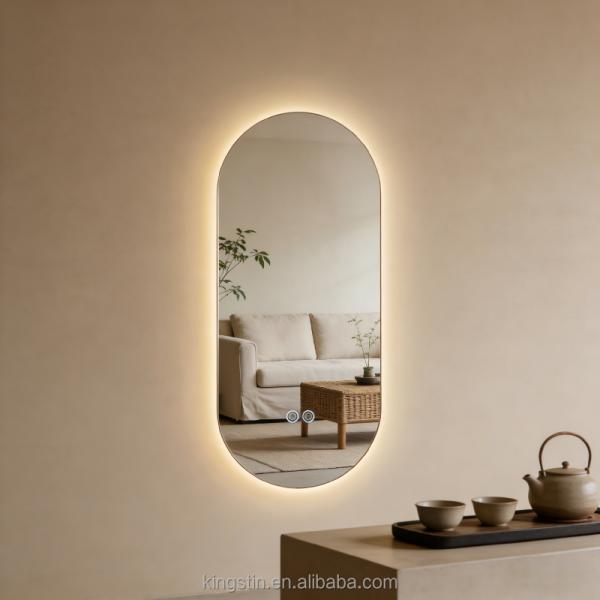 Quality Kingstin Oval LED Backlit Mirror for Bathroom - Anti-Fog, Dimmable, Wall Mounted Vanity Mirror with Lights for Makeup for sale