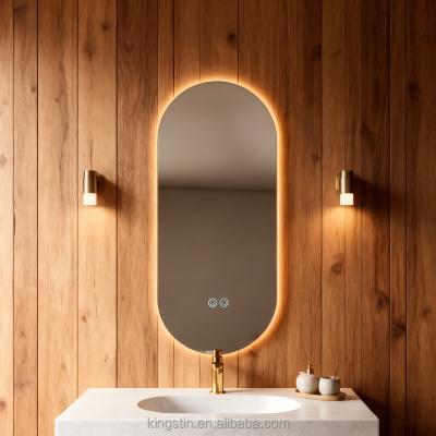 China Led Mirror Bathroom Touch Switch Oval Backlit Waterproof Bathroom Mirror Illuminated Salon Led Bathroom Mirror with Led Light for sale