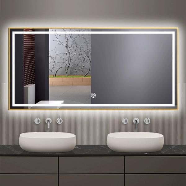 Quality Rectangular  Modern Hotel Bathroom LEDSmart Mirror Touch Switch Rectangle Aluminum Alloy Frame Anti-Fog Design for Villas Salon for sale