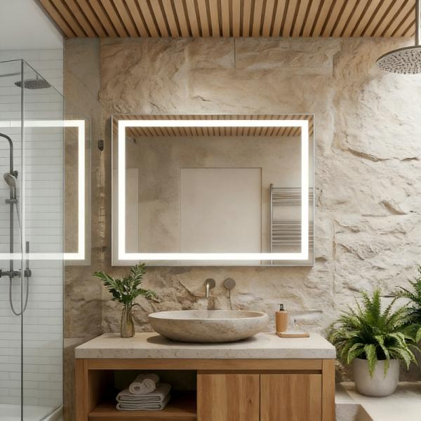 Quality Modern LED Smart Bathroom Mirror - Anti-fog Function and Time Display, Suitable for sale
