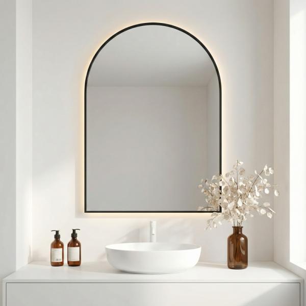 Quality LED Arched Frameless Bathroom Mirror - High Accurate Color Rendering| IP44 Waterproof | Minimalist Illuminated Vanity Mirror for sale