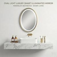 Quality Kingstin Custom Oval LED Bathroom Mirror Stainless Steel Frame Anti-Fog Dimmable for sale