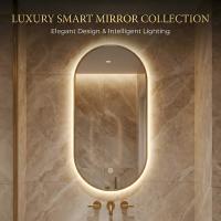 Quality Kingstin Modern Oval Smart LED Mirror Bathroom Backlit Wall Mirror Gold Metal for sale