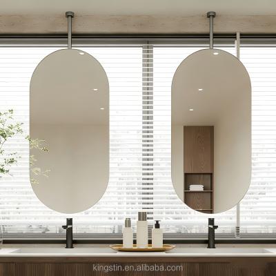 China Kingstin Decorative Round Oval Shape Wall Mounted Bathroom Vanity Mirror With Metal Frame for sale