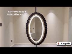 Kingstin Luxury Floating Suspended LED Mirror with Custom Size Black Stainless Steel Frame for Moder