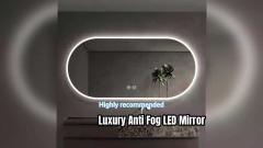 Luxury LED Anti-Fog Vertical Wall Mount Design Touch Switch Rectangle for Hotels Apartments Villas E