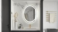 Kingstin Custom Oval LED Mirror Smart Bathroom Frameless Illuminated Mirror Anti-Fog Bluetooth Music