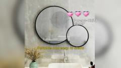 Modern Double Bathroom Parent-Child Mirror Set Large Small Circular Mirrors Touch Switch Irregular