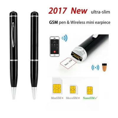 China New 2017 remote wireless gsm pen sound transmitter with invisible earphone receiver for sale