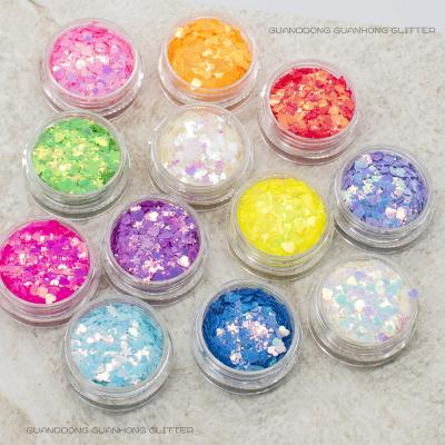 China Eco Friendly Creative Nail Art Stars Heart Shapes Chunky Mixes Cosmetic Grade Glitter Powder Bulk for Holiday Makeup for sale