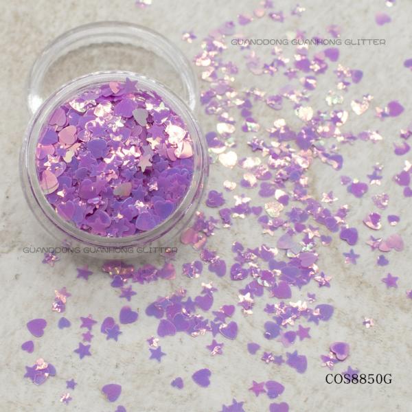 Quality Eco Friendly Creative Nail Art Stars Heart Shapes Chunky Mixes Cosmetic Grade for sale