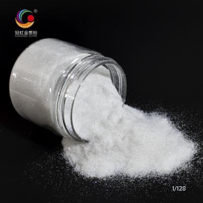 China PET Fine Iridescent White Loose Cosmetic Glitter Powder Body Makeup Highlight for sale
