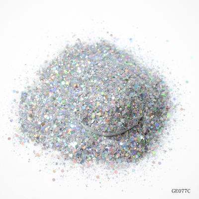 China Fine Holographic Rainbow Chunky Glitter Mix Laser Powder For Body Halloween Decoration for sale