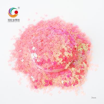 China Lipgloss Polyester PET Glitter Powder Glimmer Loose Pigment Bulk Chunky Butterfly Shaped for sale