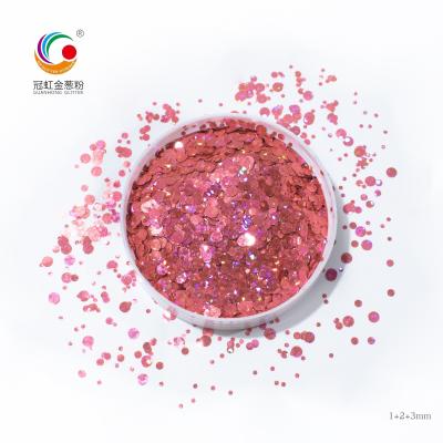 China 3mm Starry Heart Round Body PET Glitter Powder For Party Wedding Decoration for sale